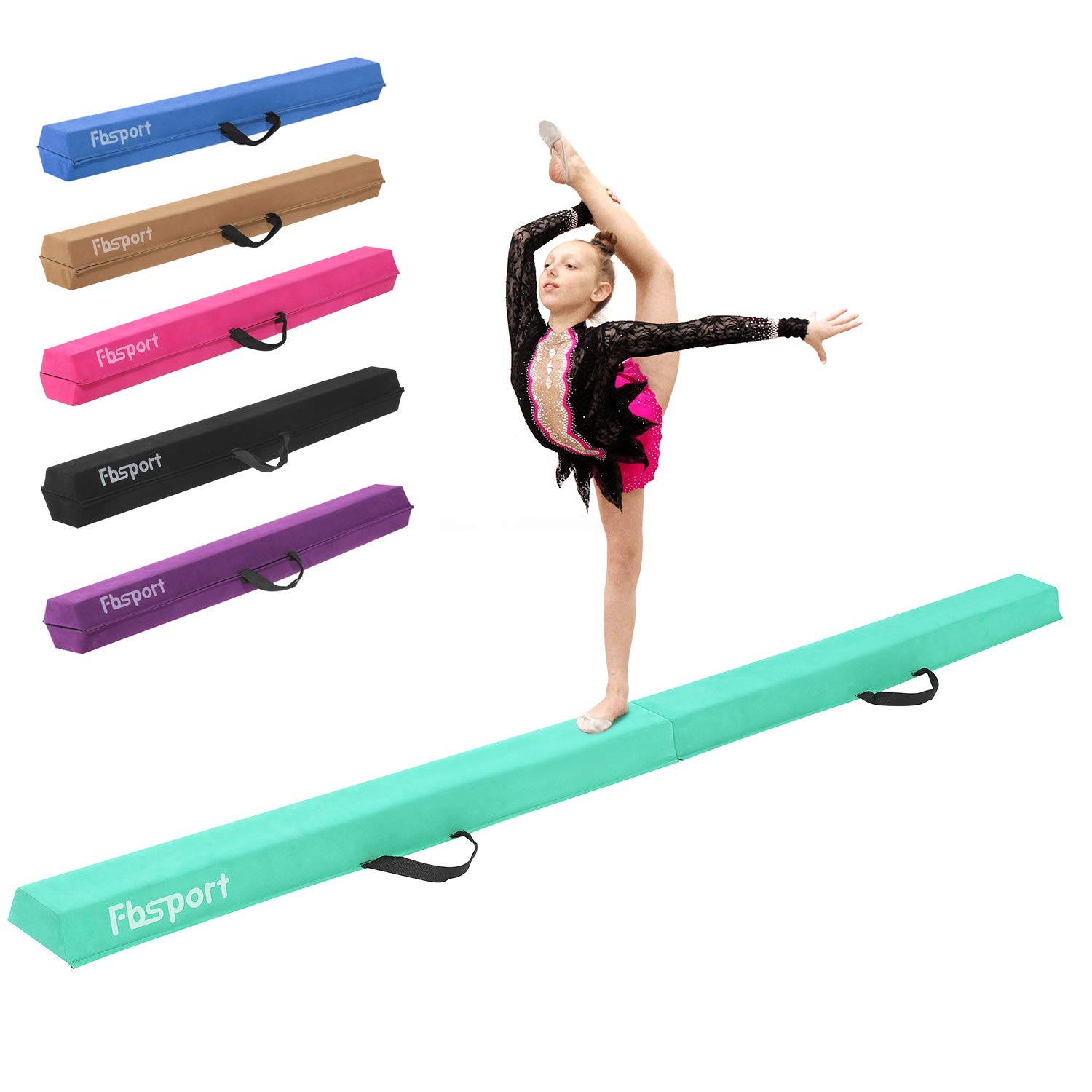 FBSPORT 10ft Balance Beam: Folding Floor Gymnastics Equipment for Kids Adults,Non Slip Rubber Base, Gymnastics Beam for Training, Practice, Physical Therapy and Professional Home Training