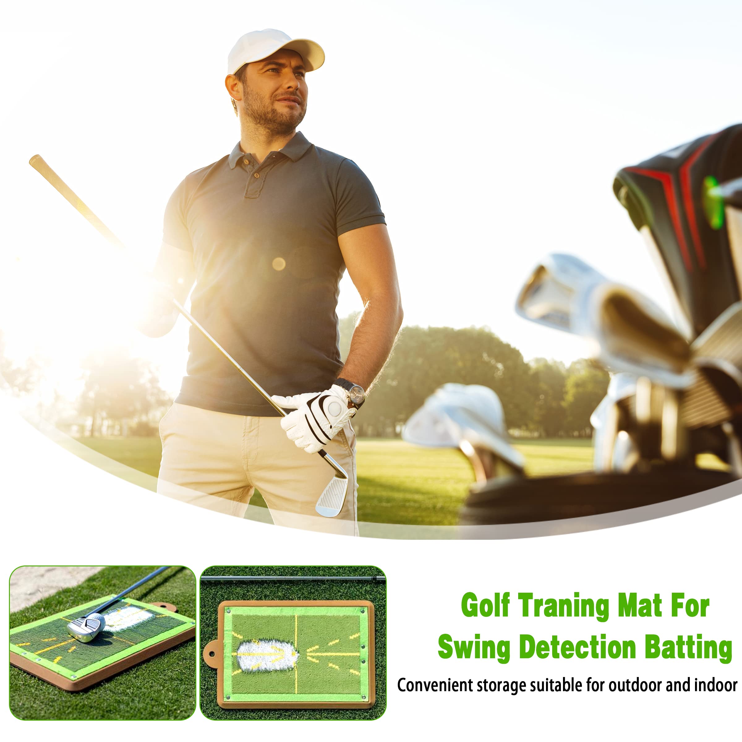 Golf Training Mat,2022 Newest Golf Hitting Mat for Swing Detection Batting,Golf Swing Training Mat Equipment,Path Feedback Golf Practice Mats for Indoor/Outdoor, Portable Golf Training Aid Equipment