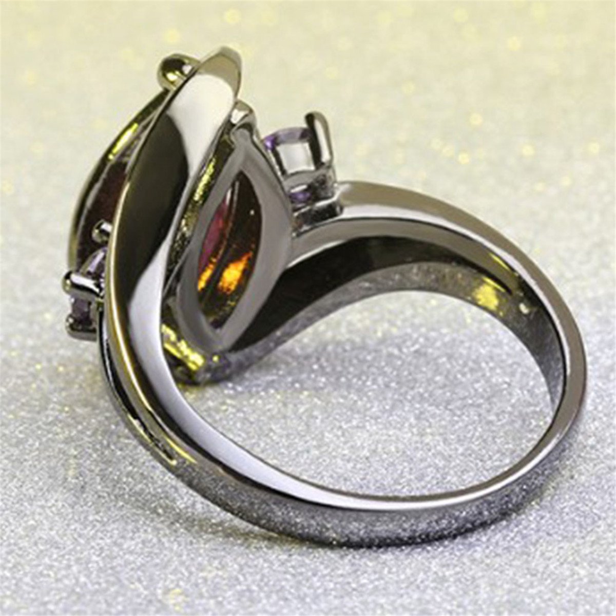 ECYC Trendy Engagement Wedding Rings Women Horse Eye Cz Black Gold Rings (10)