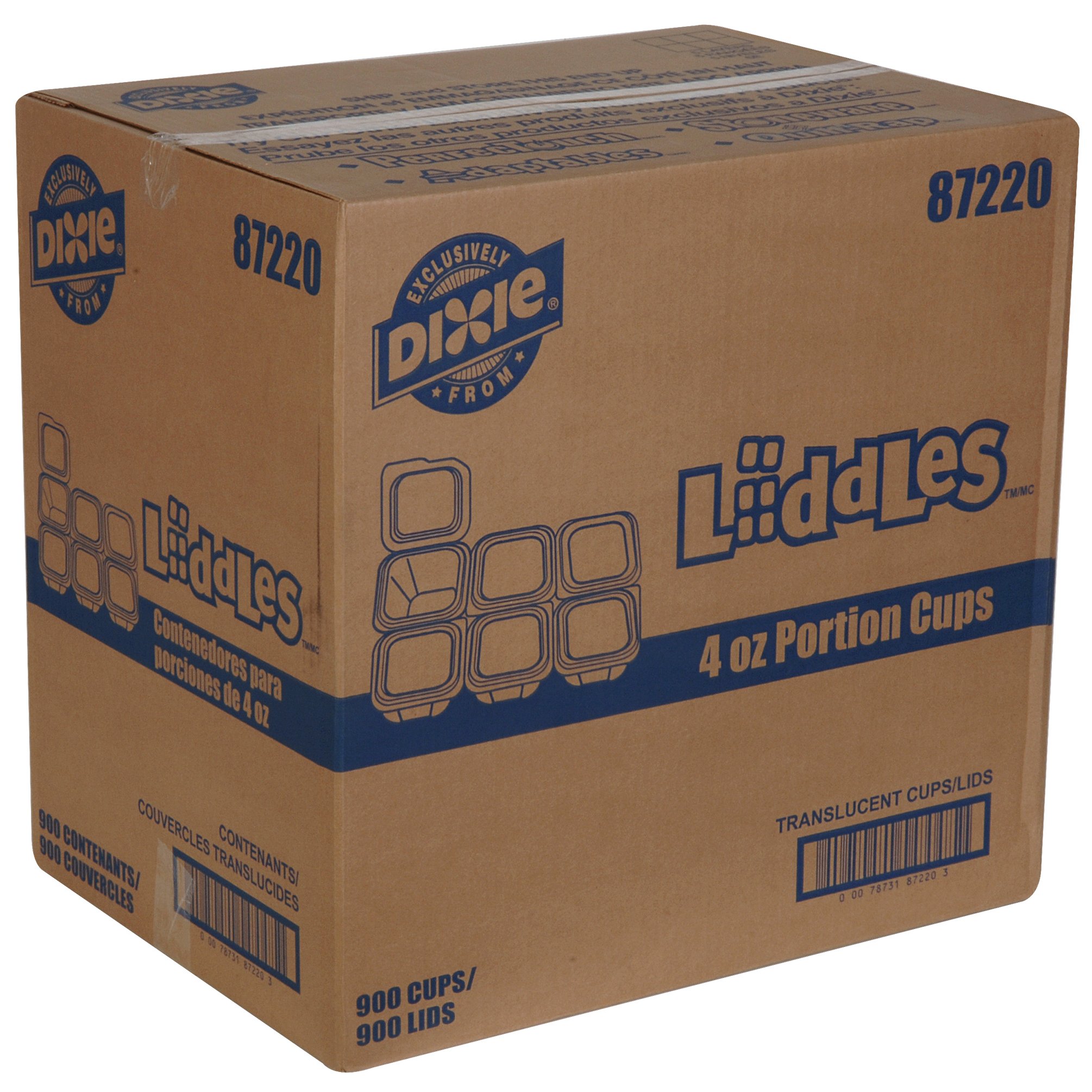 Dixie 4 oz. Liddles Portion Cup with Attached Lid by GP PRO (Georgia-Pacific), Clear, 87220, 900 Count (Case of 900 Cups and 900 Lids)