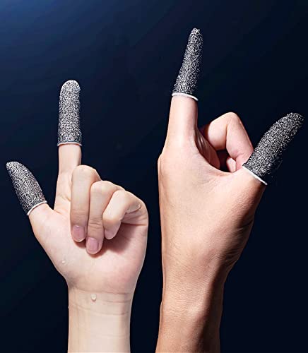 MOMOFLY 60% Silver Fiber Gaming Finger Sleeves (6 Pack) Anti-dislodging Touch Screen Breathable Anti-Sweat Shoot Aim Finger Cot for PUBG Mobile