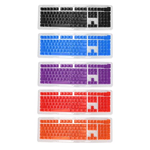 Full 108 Keys Keycaps, OEM Height Pudding DIY Transparent Keycaps Replacement Set for 61/87/104 Keys Mechanical Gaming Keyboard(Purple)