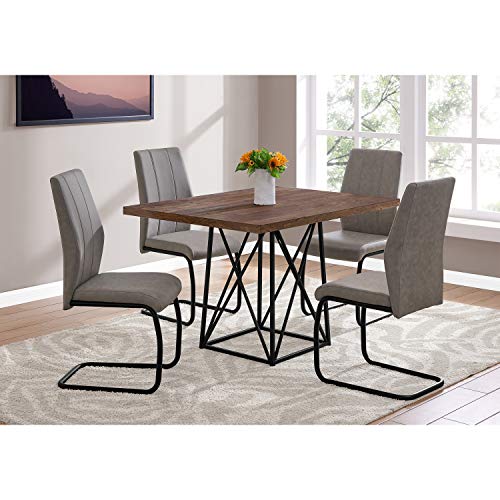 Monarch Specialties Dining Table Metal, 36" x 48", Brown Reclaimed Wood-Look/Black Base