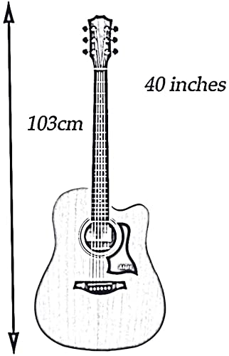 Guitar Kit, String Instrument Electronic Guitar Acoustic Guitar Classical Guitar Beginner Folk Acoustic Guitar Novice Practice Smooth Surface Adult Travel Musical ( Color : Black , Size : Long-103cm )