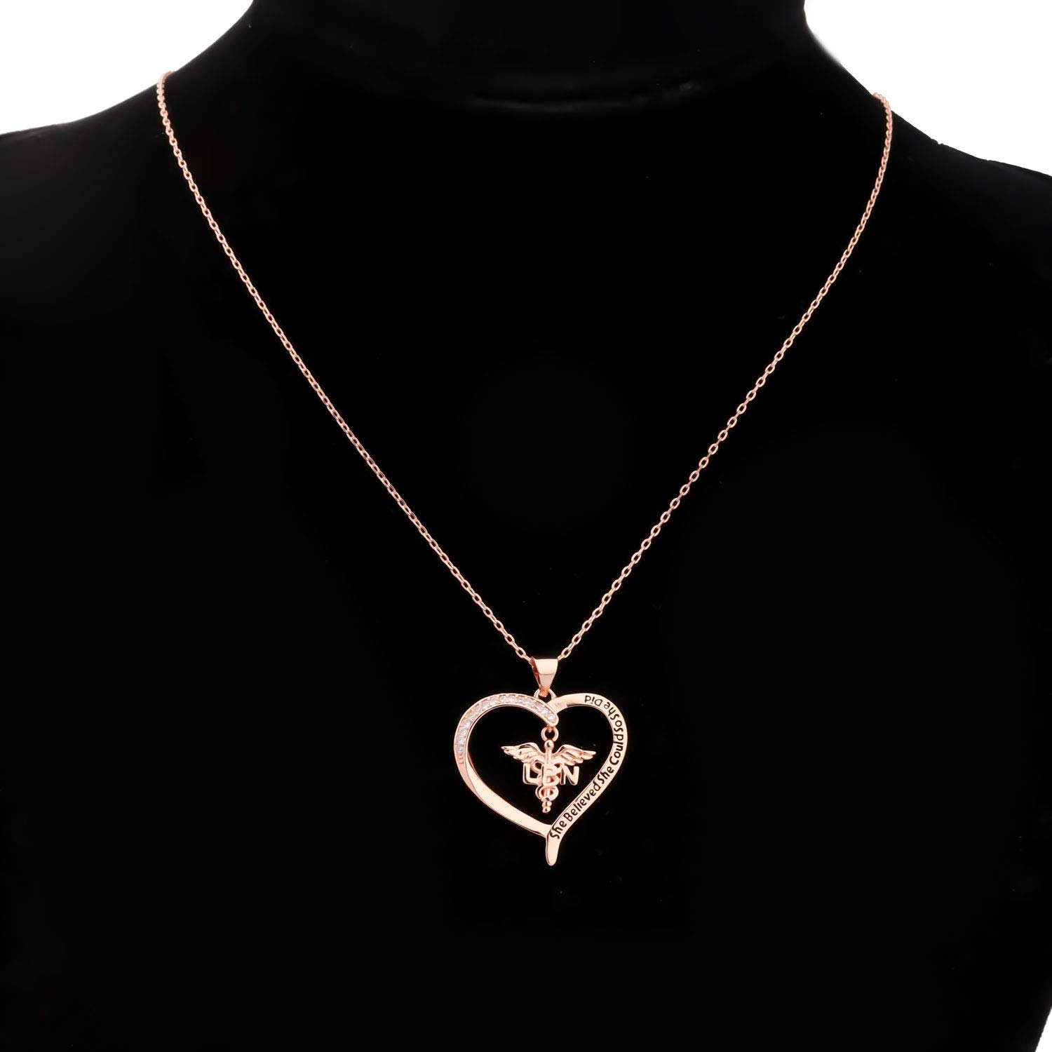 ENSIANTH LPN Gift LPN Necklace Licensed Physicians Nurse Gift Nursing Student She Believed She Could So She Did Inspiration Gift (LPN NE RG)
