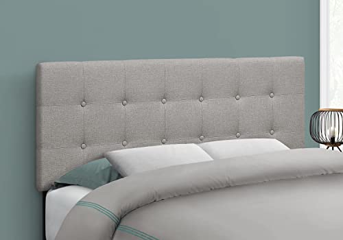 Monarch Specialties 6003F, Bedroom, Upholstered, Transitional Bed-Full Size Headboard, Grey Linen-Look