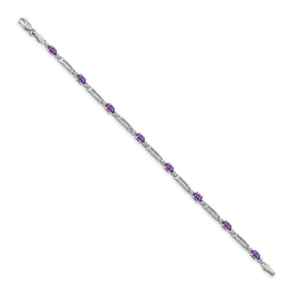 FB Jewels 14k White Gold Diamond Amethyst Bracelet
