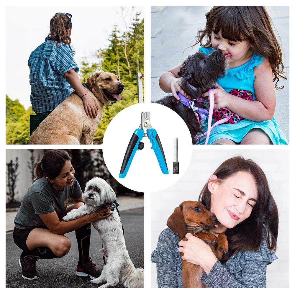 Dog Nail Clipper with Safety Guard to Avoid Over-Cutting, Sharp Stainless Razor Blades & Non Slip Handles, Professional Pet Nail Trimmer for Paw Grooming at Home, Great for Large Medium & Small Breed