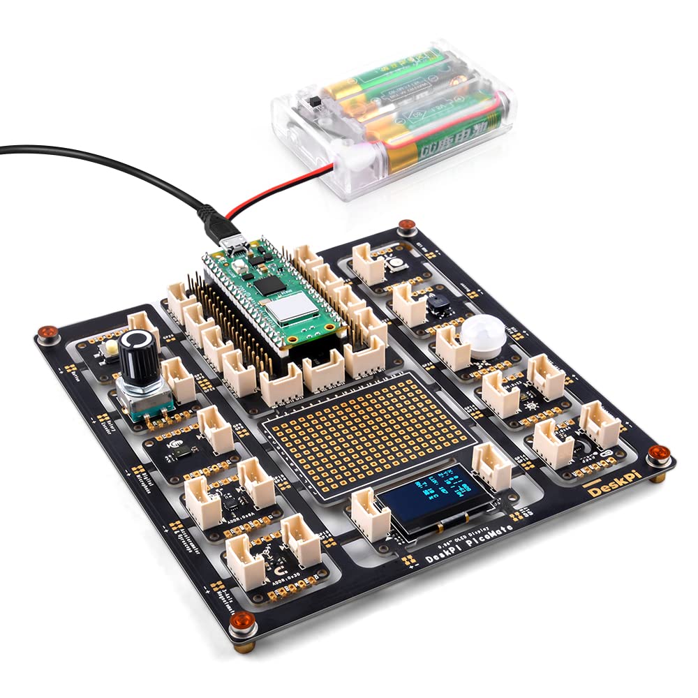 GeeekPi DeskPi PicoMate for Raspberry Pi Pico/Pico W, Learning Electronics and Programming Platform Based on Raspberry Pi Pico/Pico W, with 12 Detachable Modules