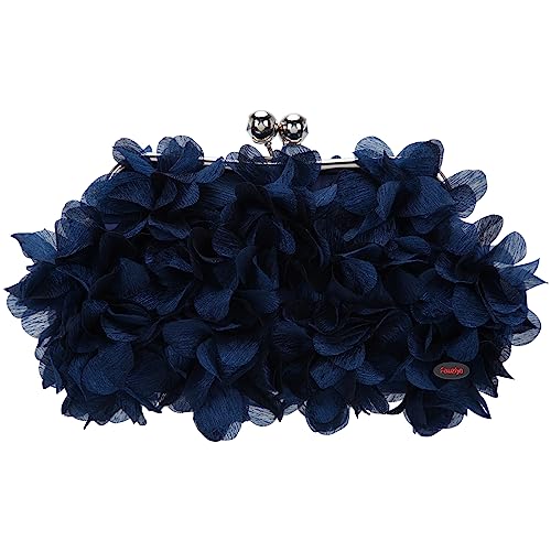 Fawziya Evening Clutch Rhinestone Floral Novelty Oversized Purses For Women Formal-Navy Blue