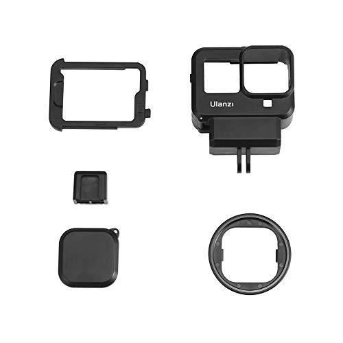 G8-9 Camera Video Cage Vlog Case with Microphone Cold Shoe Mount and Lens Filter Adapter Sport Camera Vlog Accessories Compatible with GoPro 8