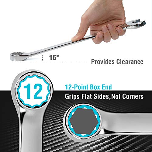 DURATECH Combination Wrench Set, SAE & Metric, 22-piece, 1/4'' to 7/8'' & 8-19mm, CR-V Steel, Organized in Wrench Holder