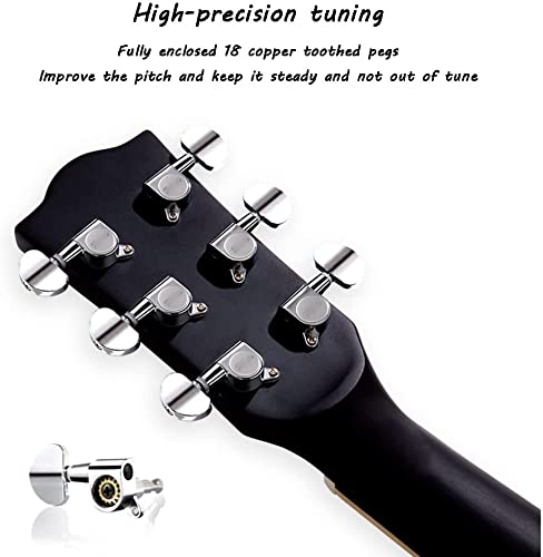 Guitar Kit, String Instrument Electronic Guitar Acoustic Guitar, Single Board Guitar Travel Musical Instruments Practice Fingerstyle, with Backpack Tuner for Beginners ( Color : Beige , Size : 38inch