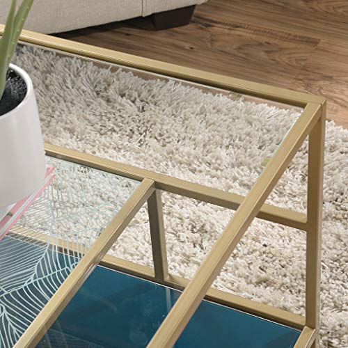Sauder Coral Cape Coffee Table, L: 29.53" x W: 29.53" x H: 18.9", Satin Gold Finish