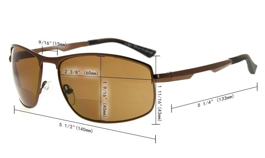 Eyekepper Polycarbonate Polarized Bifocal Sunglasses Pilot Style Bifocal Sunshine Readers Outdoor Polarised Reading Glasses (Brown, 2.00)