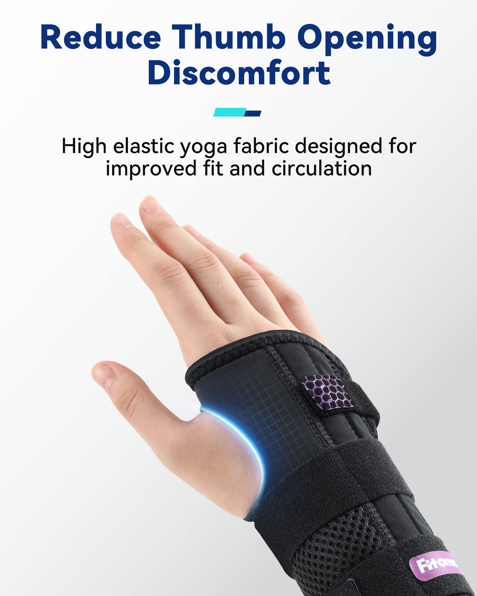 Fitomo Carpal Tunnel Wrist Brace Night Support with 3 Metal Splints for Sleeping and Soft Thumb Opening, Adjustable Wrist Support Hand Brace for Tendonitis Arthritis Sprains, 1 Unit, Right Hand