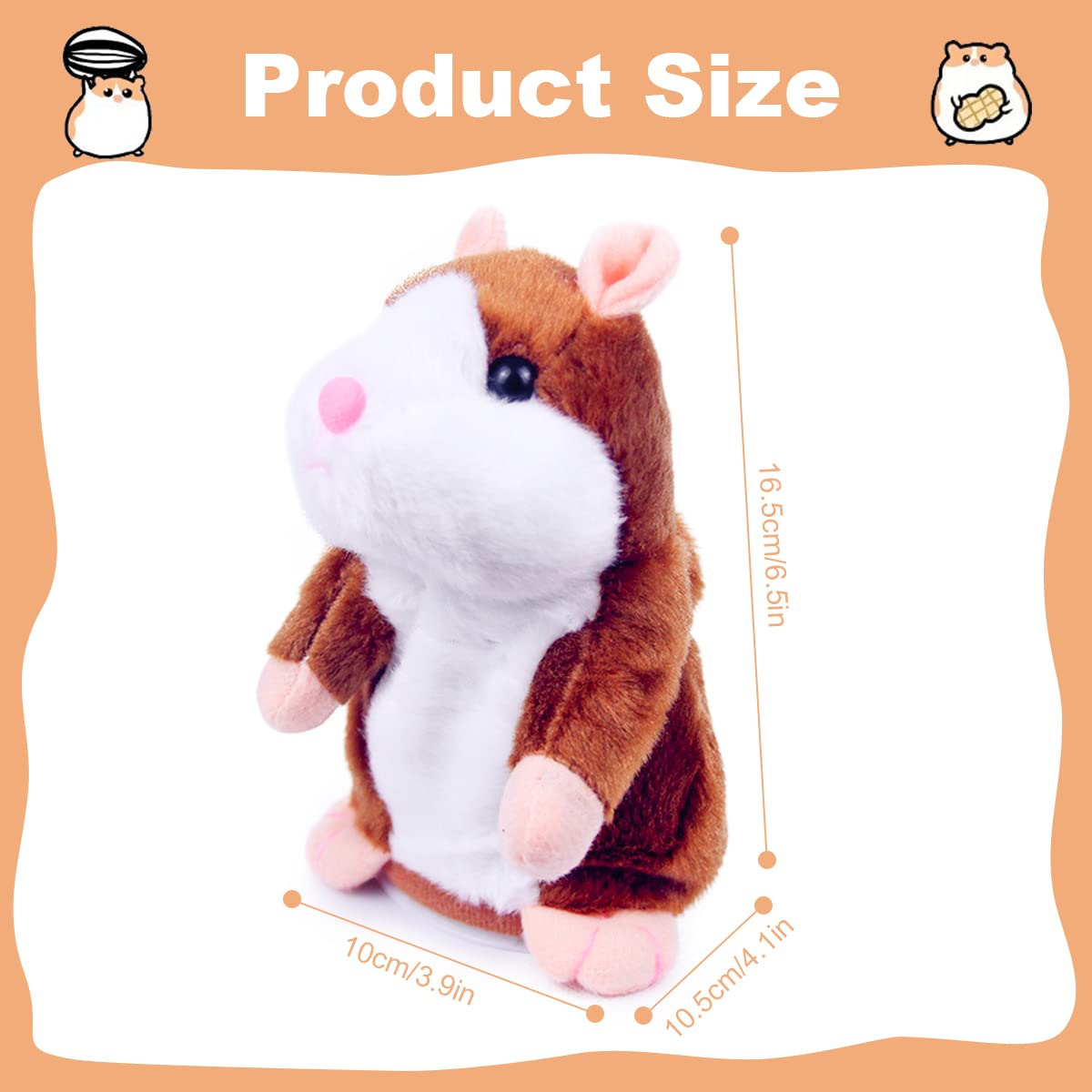 HeiYi Talking Hamster,Interactive Stuffed Plush Animal That Repeats What You Say - Perfect Fun Gift for Kids Ages 3+