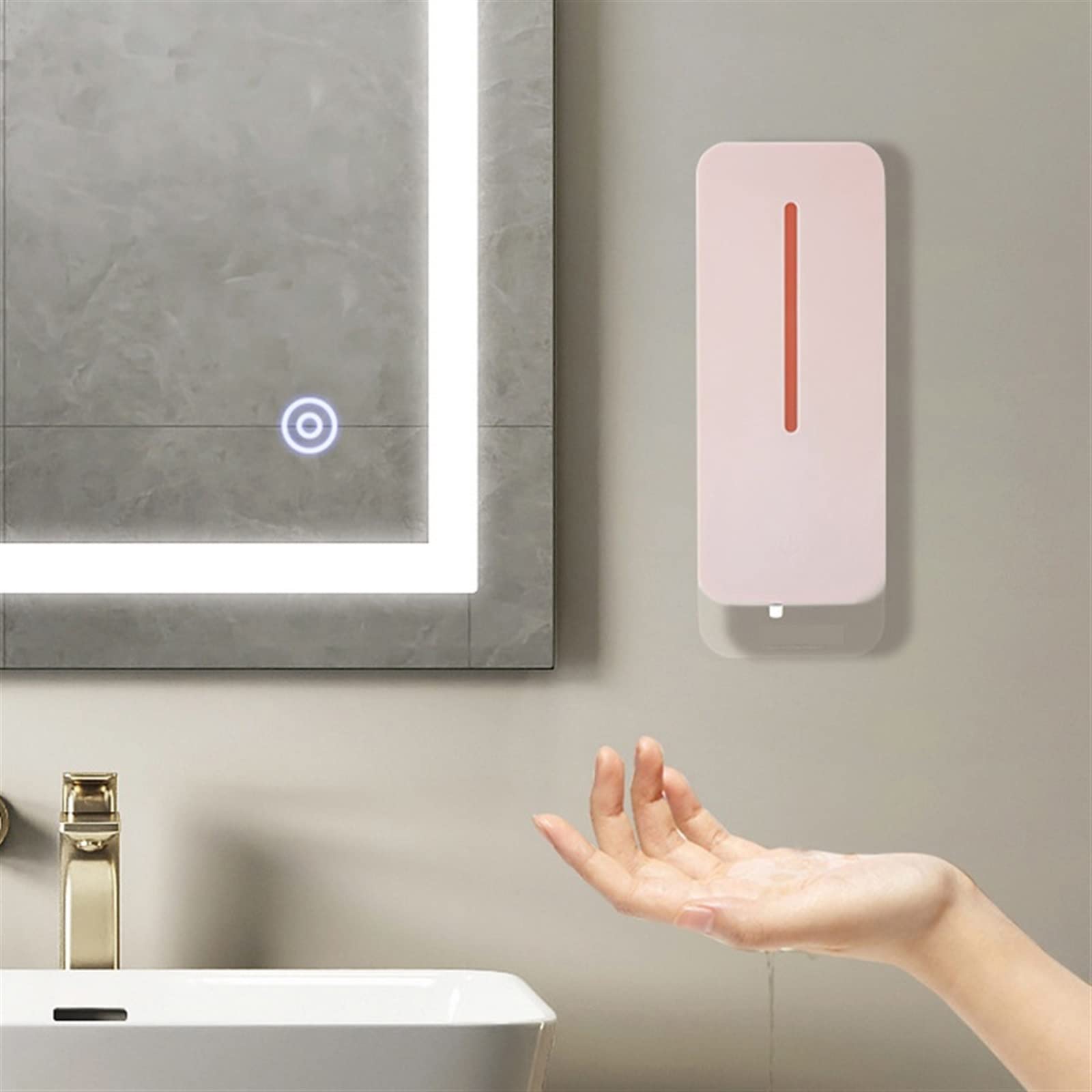 FEEGAR Automatic Foam Liquid Soap Dispensers Wall Mounted Sensor Non-Contact Bathroom Kitchen Smart Washing Hand Machine Hand Soap Dispenser (Color : Pink)