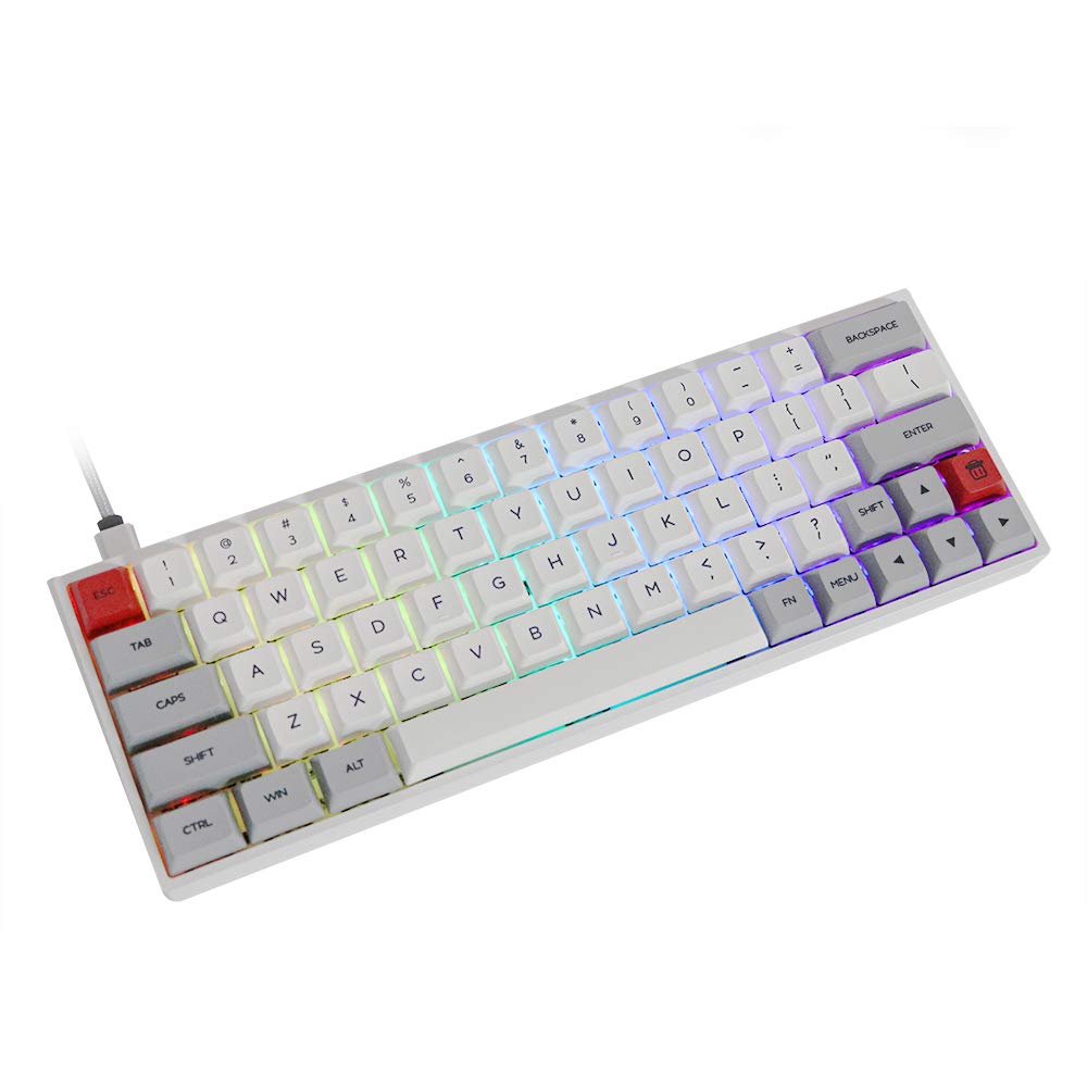 EPOMAKER SK64S Hot Swappable Bluetooth 5.1 Wireless/Wired Mechanical Keyboard with RGB Backlit, PBT Keycaps for Win/Mac/Gaming (Gateron Optical Brown, Grey White)