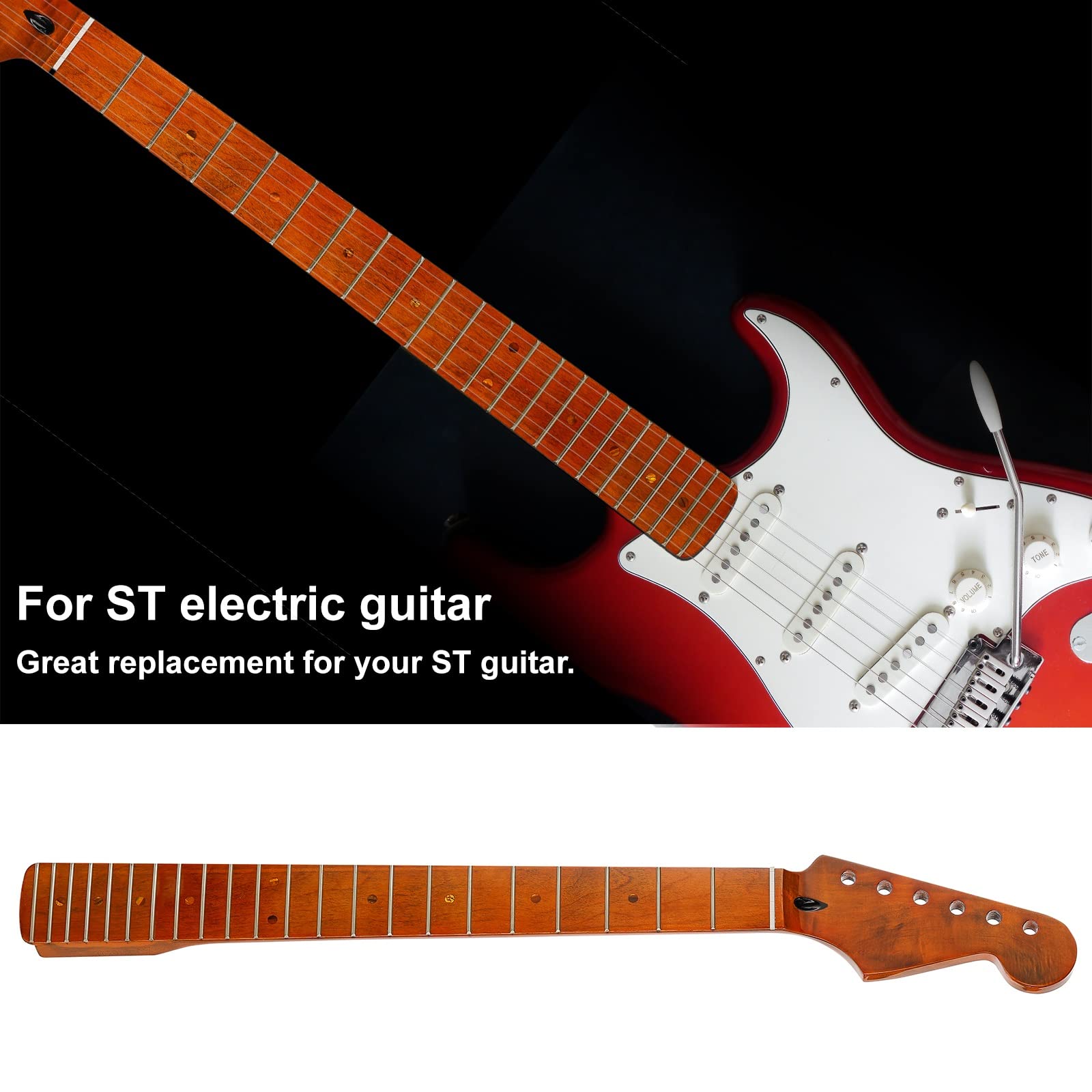 Guitar Neck DIY 22 Fret ST Style Maple Fretboard Guitar Neck Guitar Parts Replacement