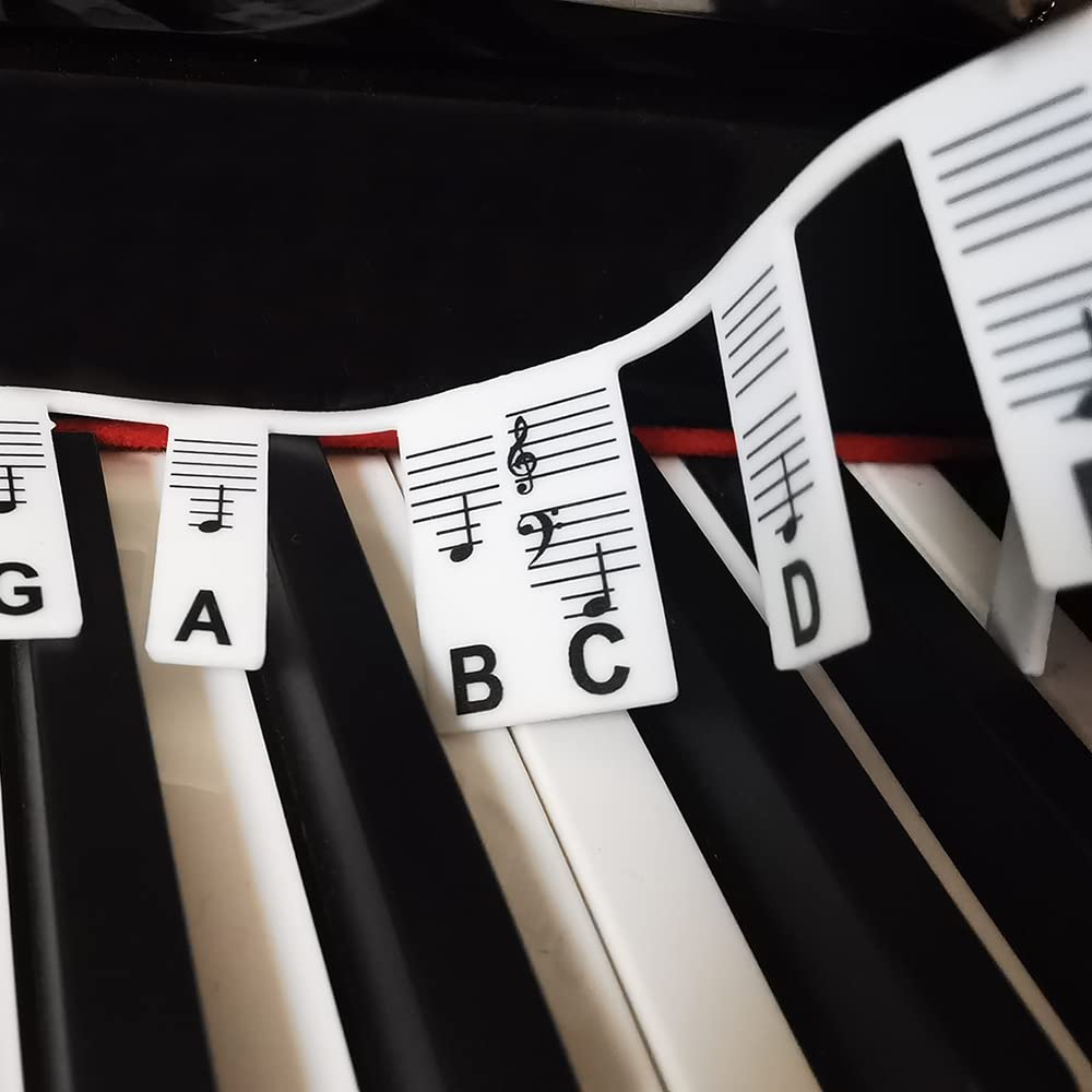 Fansoun Piano Notes Guide for Beginner, Removable Piano Keyboard Stickers for Learning, for 88-key Full size, Made of Silicone, Reusable and Piano Gifts for Beginner