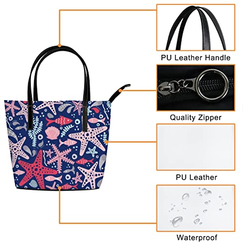 Fashionable women's handbag tote bag, Marine Positive Topicprinted shoulder bag is light and durable