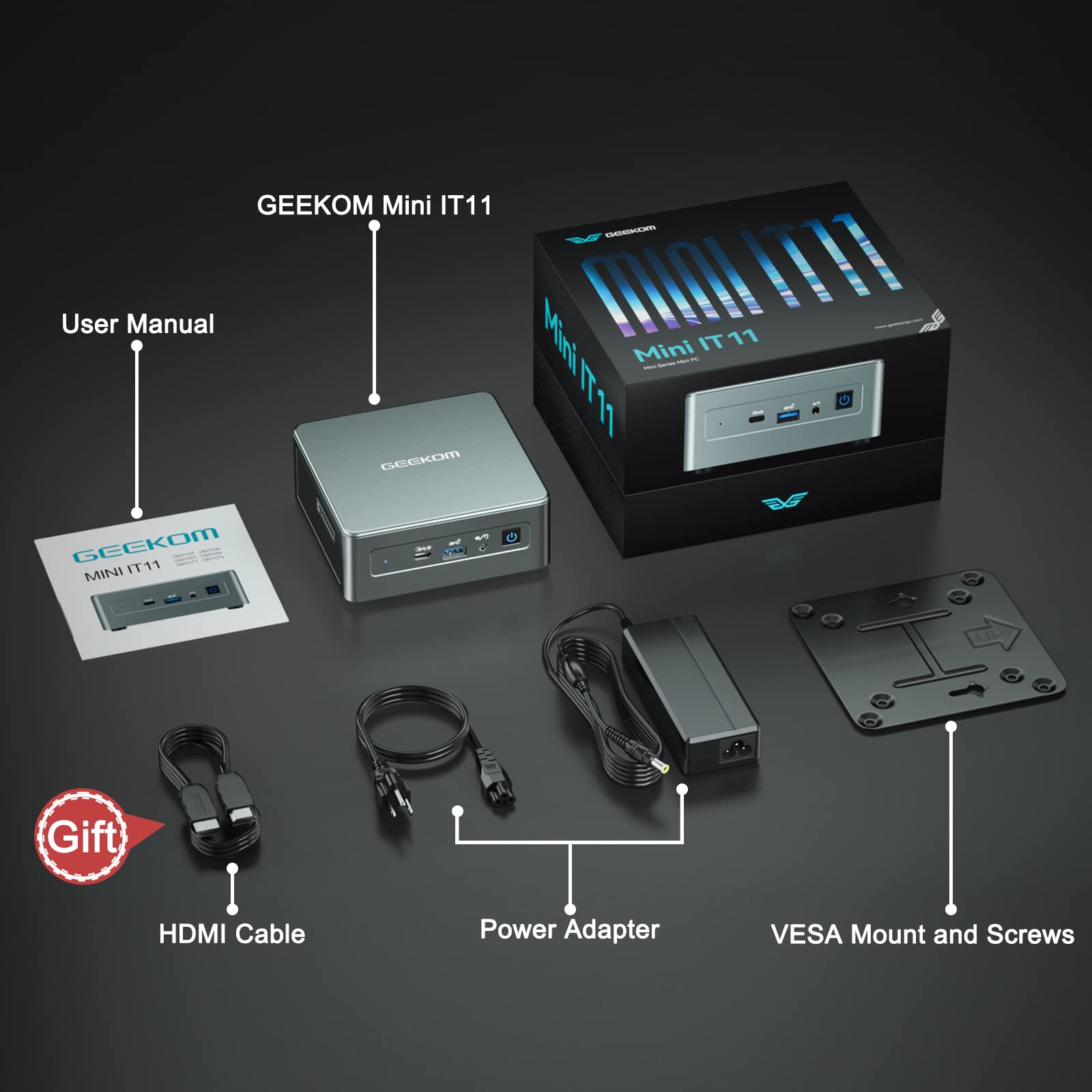 GEEKOM Mini IT11 Mini PC, Intel i5-1155G7 Mini Computer (8 Threads, Up to 4.5 GHz), 16GB DDR4 1TB SSD Windows 11 Pro Small Desktop Computer, i5 Mini Computer 8K UHD | USB4.0 | WiFi 6, BT5.2