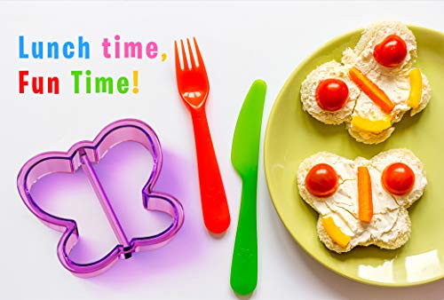 FUNUTTERS Sandwich Cutters for Kids with Cute Food Picks, 20 pc. Set, Animal Cutouts for Cookies, PBJ Sandwiches, Vegetables, Fruit, and Bento Box Lunches, Mini and Reusable