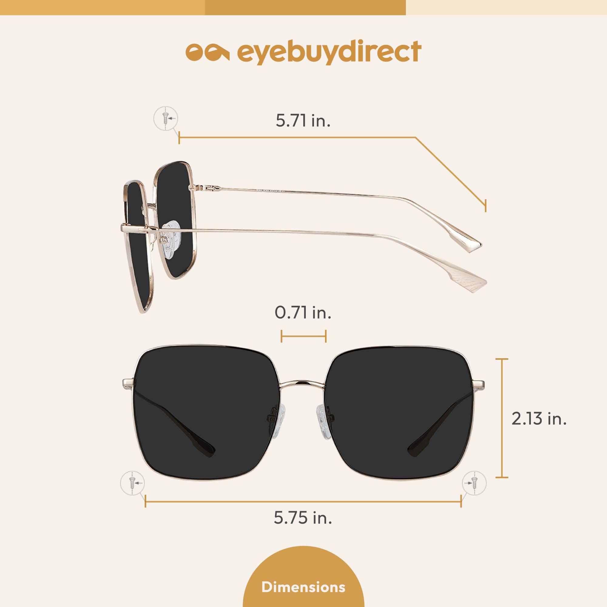 EYEBUYDIRECT Square Oversized Sunglasses, Scratch-Resistant Sunglasses for Women and Men with UV Protection, Non-Polarized, Bora Bora - Extra Large