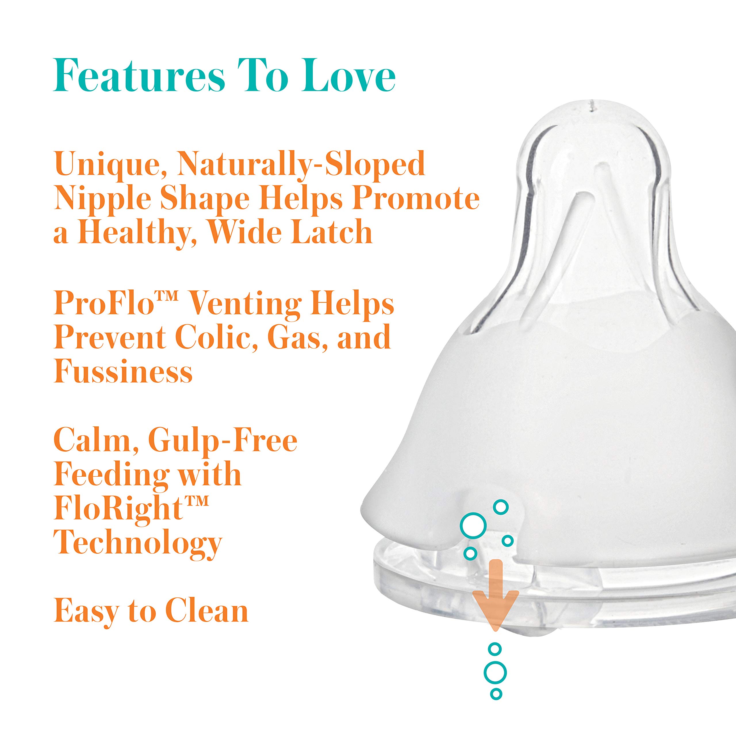 Evenflo Balance Plus Standard Neck Nipples for use with Evenflo Balance Plus Standard Neck Bottles, Fast Flow for 8 Months and up, 6-Pack