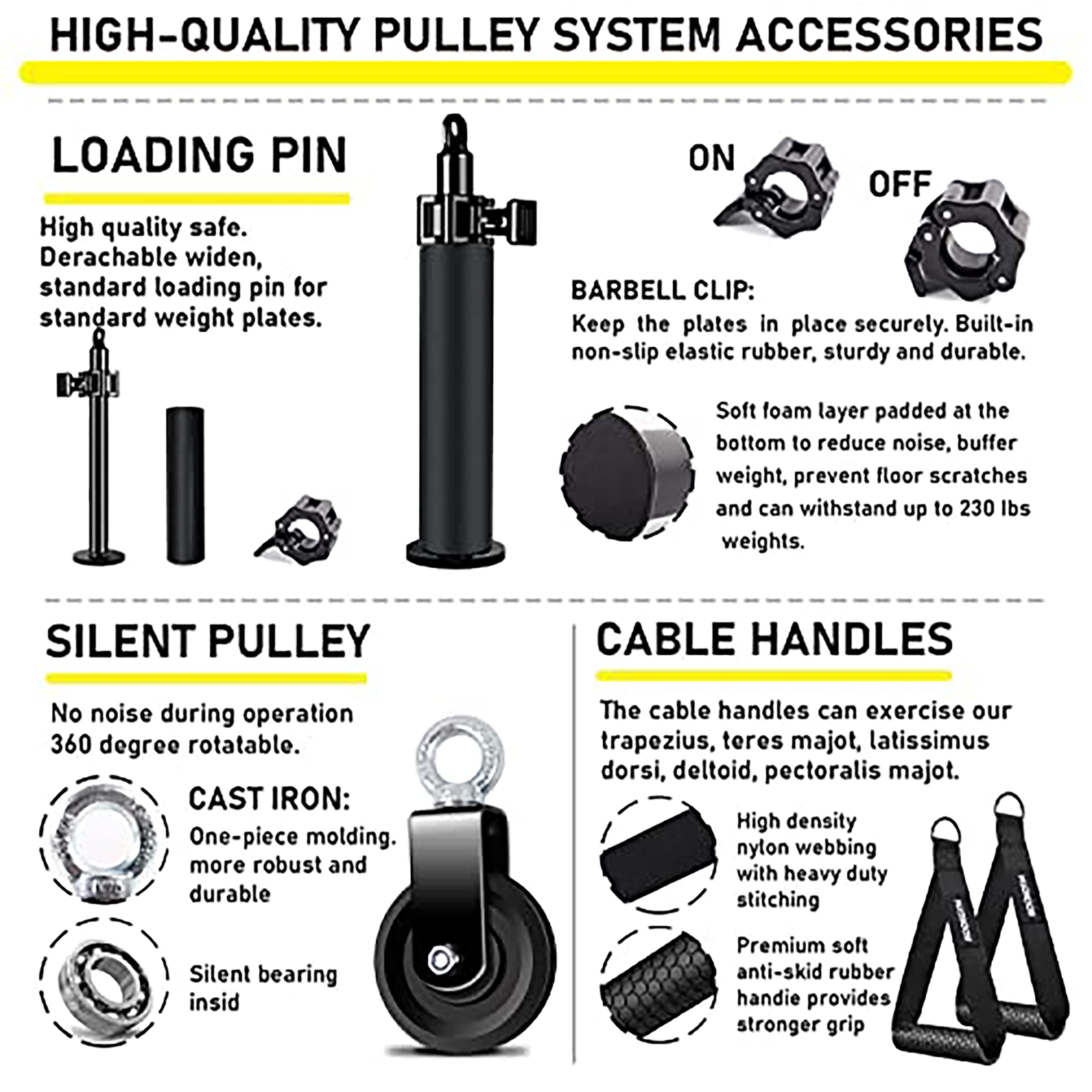 GAGAGYM Home Gym Pulley System, Tricep Workout Pulley System for LAT Pulldown, Biceps Curl, Triceps, Shoulders, Back, Forearm Workout, Weight Cable Pulley System for Squat Rack, Garage