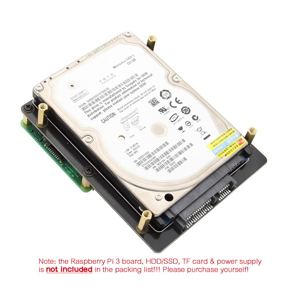 Geekworm for Raspberry Pi 3B+/3B, X820 V3.0 2.5“ SATA HDD/SSD Board + X735 Power Management Board + Metal Case with Power Switch and Cooling Fan + DC 12V 5A PSU Kit (Not Include Raspberry Pi)