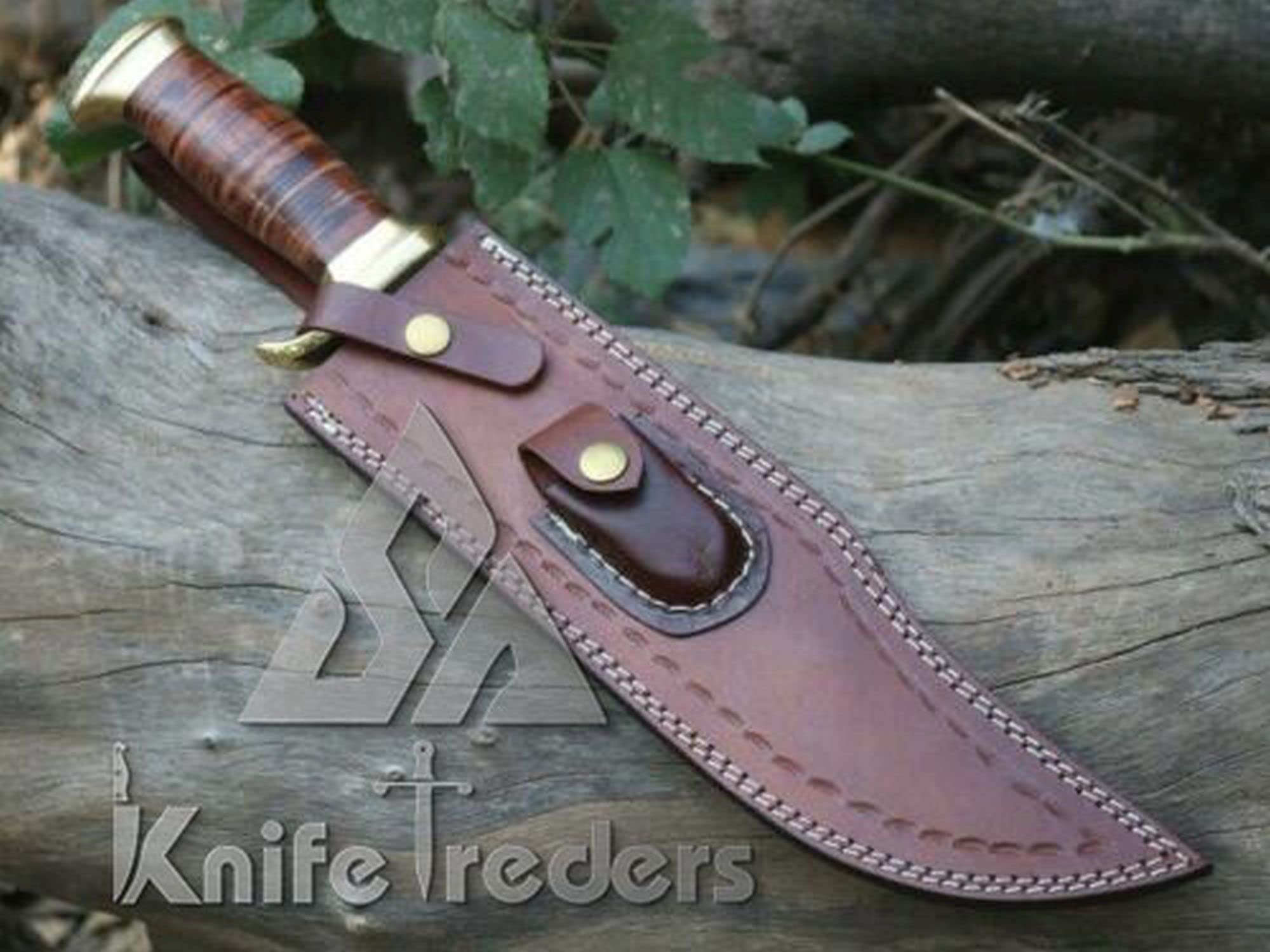 DSK-186 18 Inch Custom Handmade Damascus Steel Hunting Crocodile Dundee Bowie Knife