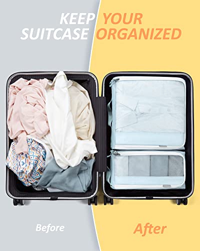 Packing Cubes for Suitcases, BAGSMART 7 Set Packing Cubes for Travel Essentials, Lightweight Luggage Suitcase Organizer Bags Set with Shoe Bag, Keep Shape Travel Cubes for Packing