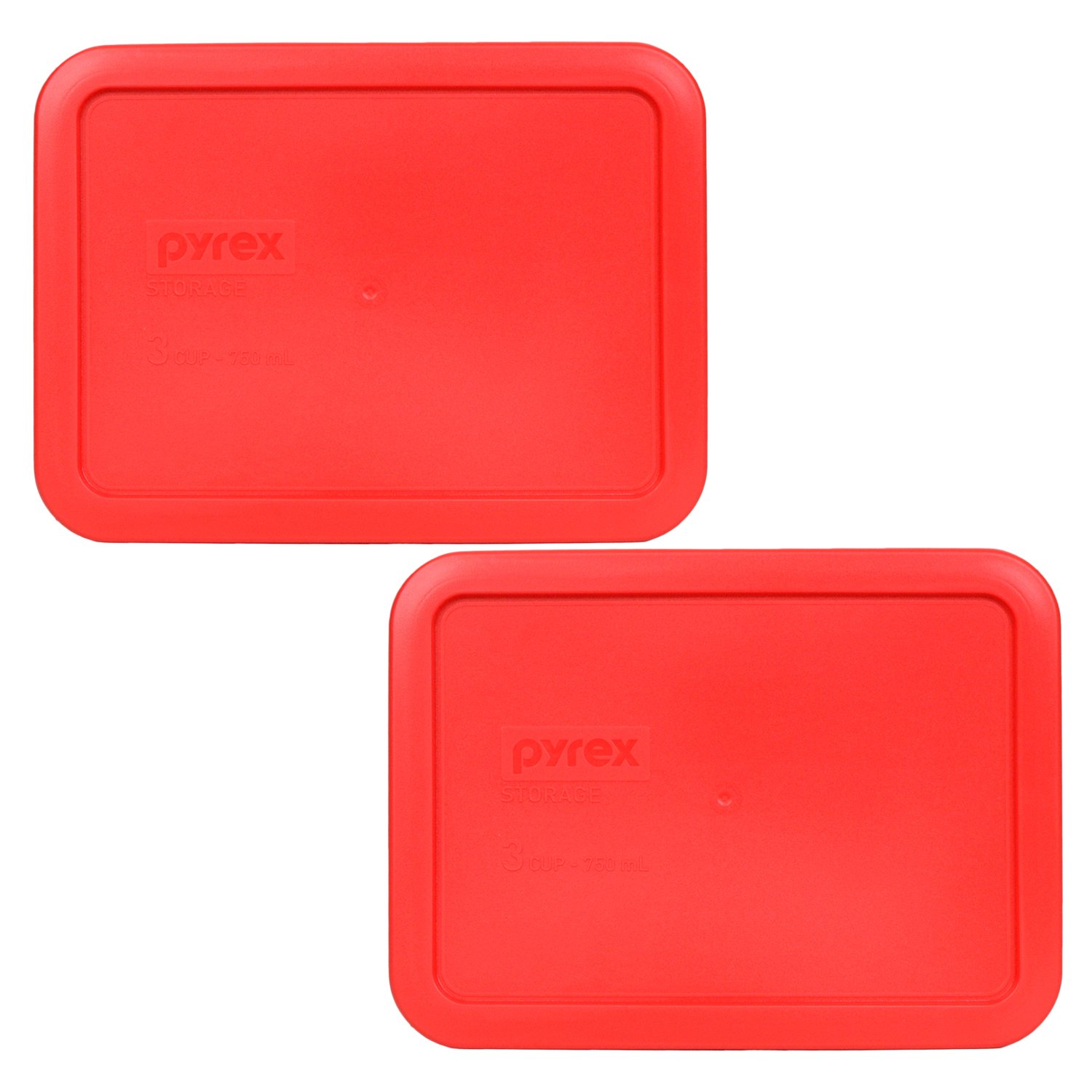 Pyrex 7210-PC 3-Cup Red Plastic Food Storage Replacement Lid, Made in the USA - 2 Pack