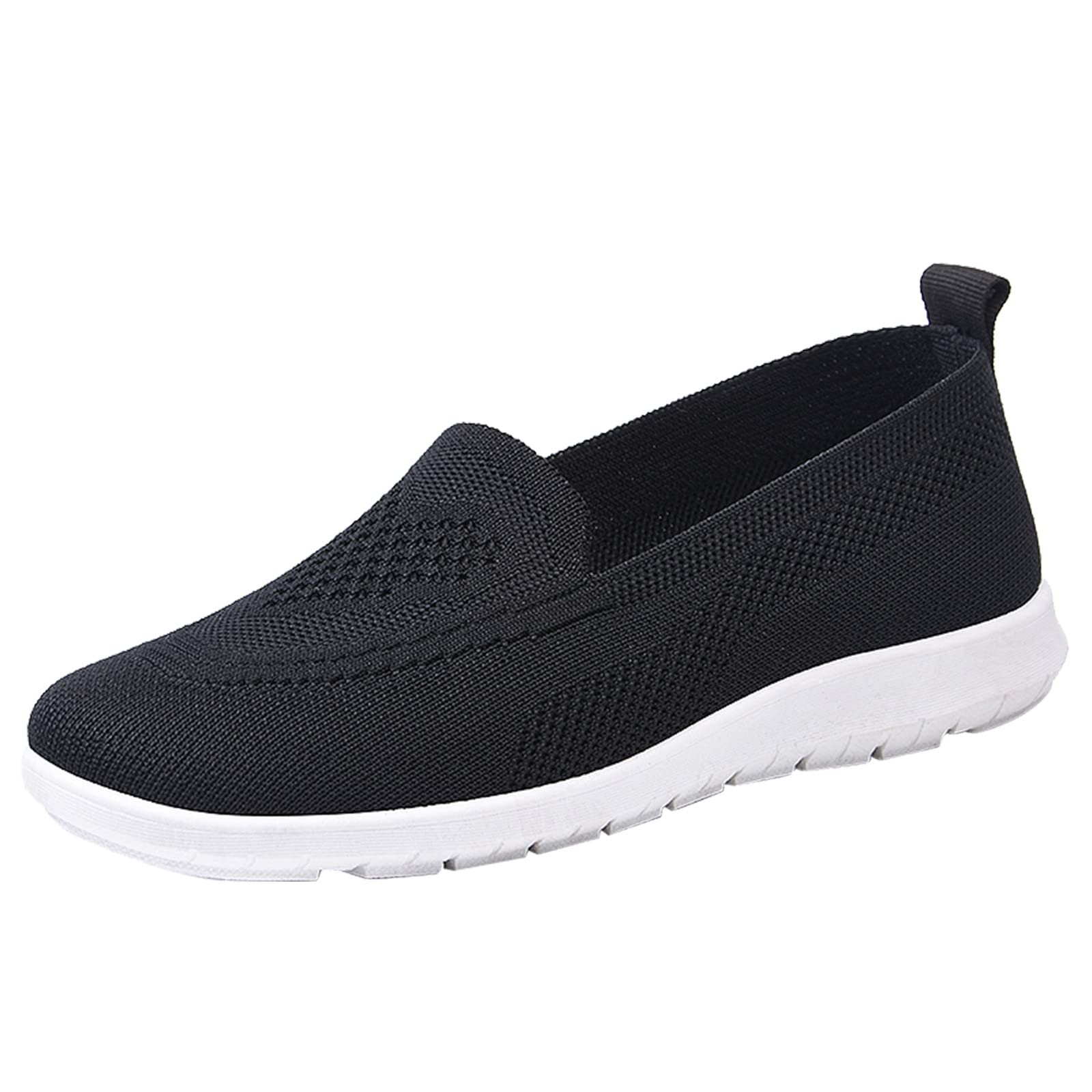 FASDNENDYS Women Comfortable Fashion Casual Breathable Lightweight Solid Color Autumn and Winter Restaurant Shoe Black