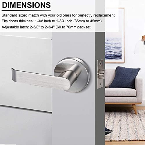 NEWBANG Satin Nickel Door Handle, 2 Pack Lever Front Lock Set2011-SN-SET and HTL02-SN-PS Handleset with Lockset (Double Handleset, 1 + Lever, Nickel)