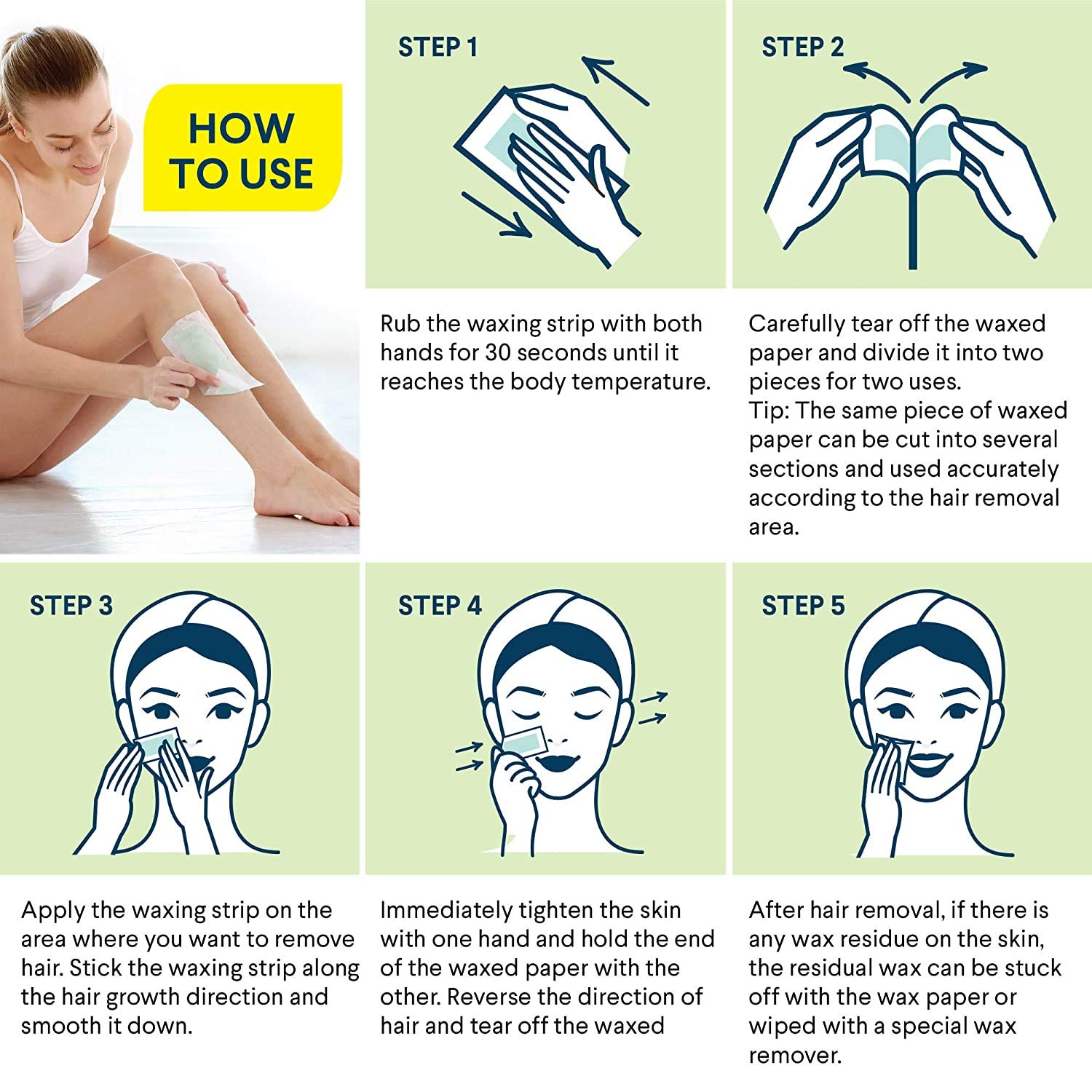 Forthera Wax Strips Hair Removal Kit for All Skin Types, Face, Body & Bikini Area, Quick and Easy [40 Strips]