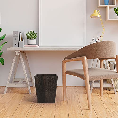 MOOACE Wood Trash Can Wastebasket, 2 Gallon Small Garbage Can Waste Basket Recycling Bin Container with Metal Handle for Bedroom, Living Room, Office, Kitchen, Bathroom