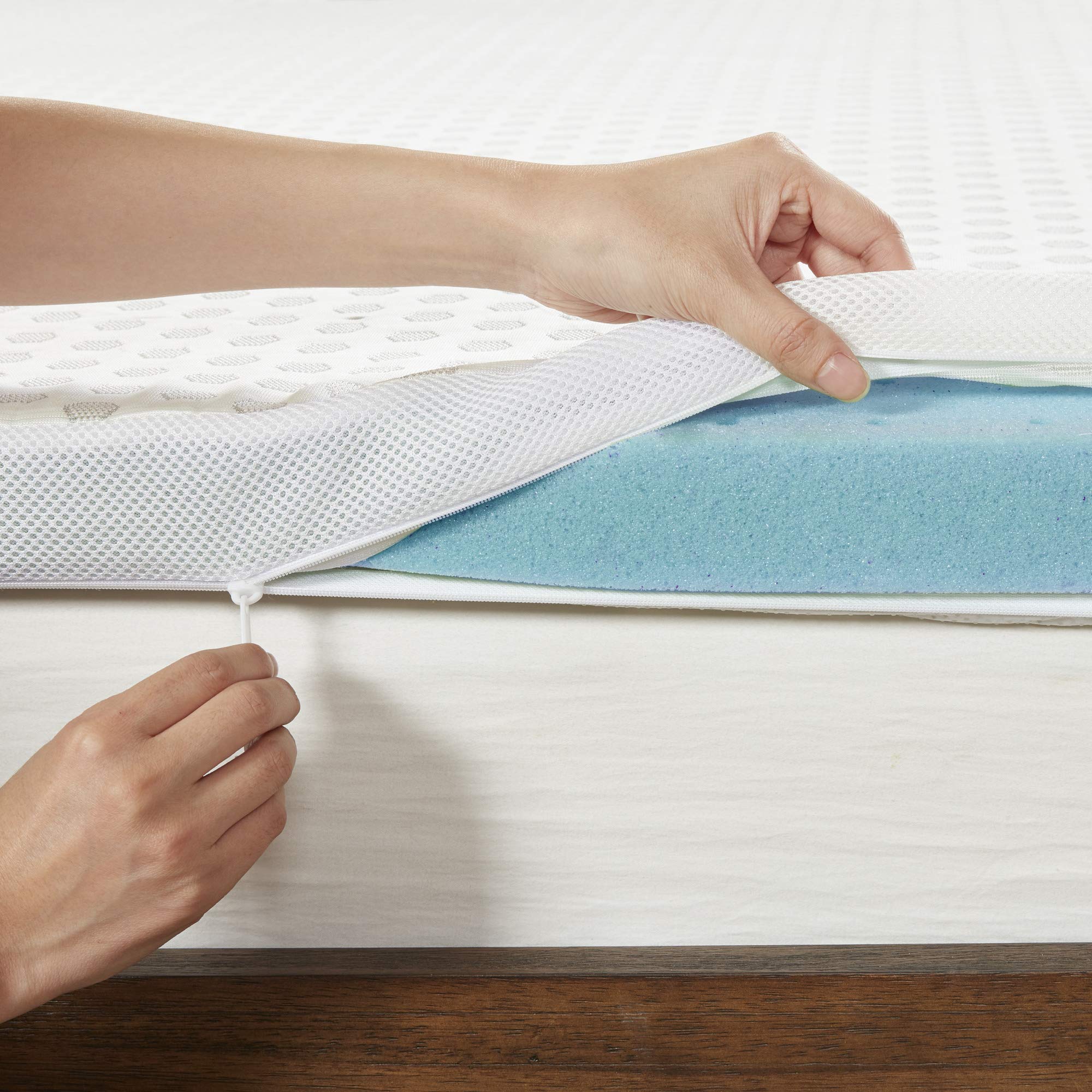 Sleep Philosophy Gel Infused Memory Foam Mattress Topper Luxurious All Season Enhanced Bed Support, Full(2" Thick), Removable Cooling Cover