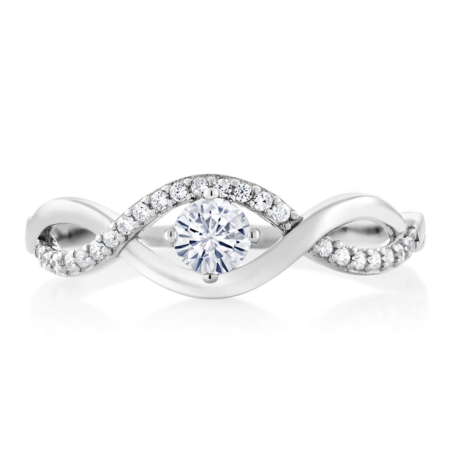 Gem Stone King 925 Sterling Silver 4MM Round Gemstone Birthstone Infinity Ring | Wedding Engagement Anniversary Promise Ring For Women | Size 5,6,7,8,9