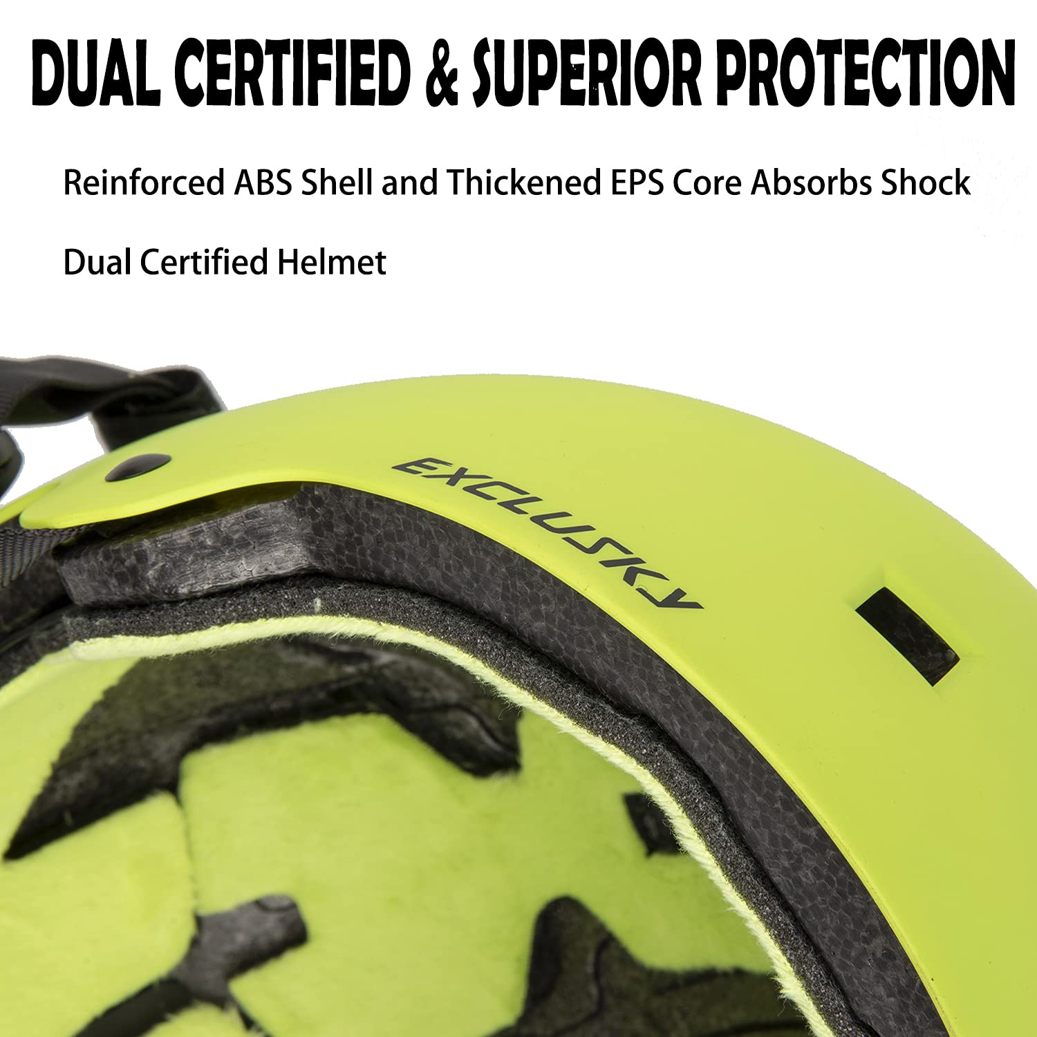 Exclusky Skateboard Bike Helmet โ Dual Certified โ Youth Adults Helmet for Bicycle Skating Roller Skates Scooter Longboard