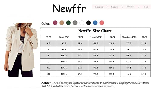 Newffr Women's Casual Blazer Long Sleeve Open Front Work Office Jacket with Pockets (as1, Alpha, s, Regular, Regular, Black)