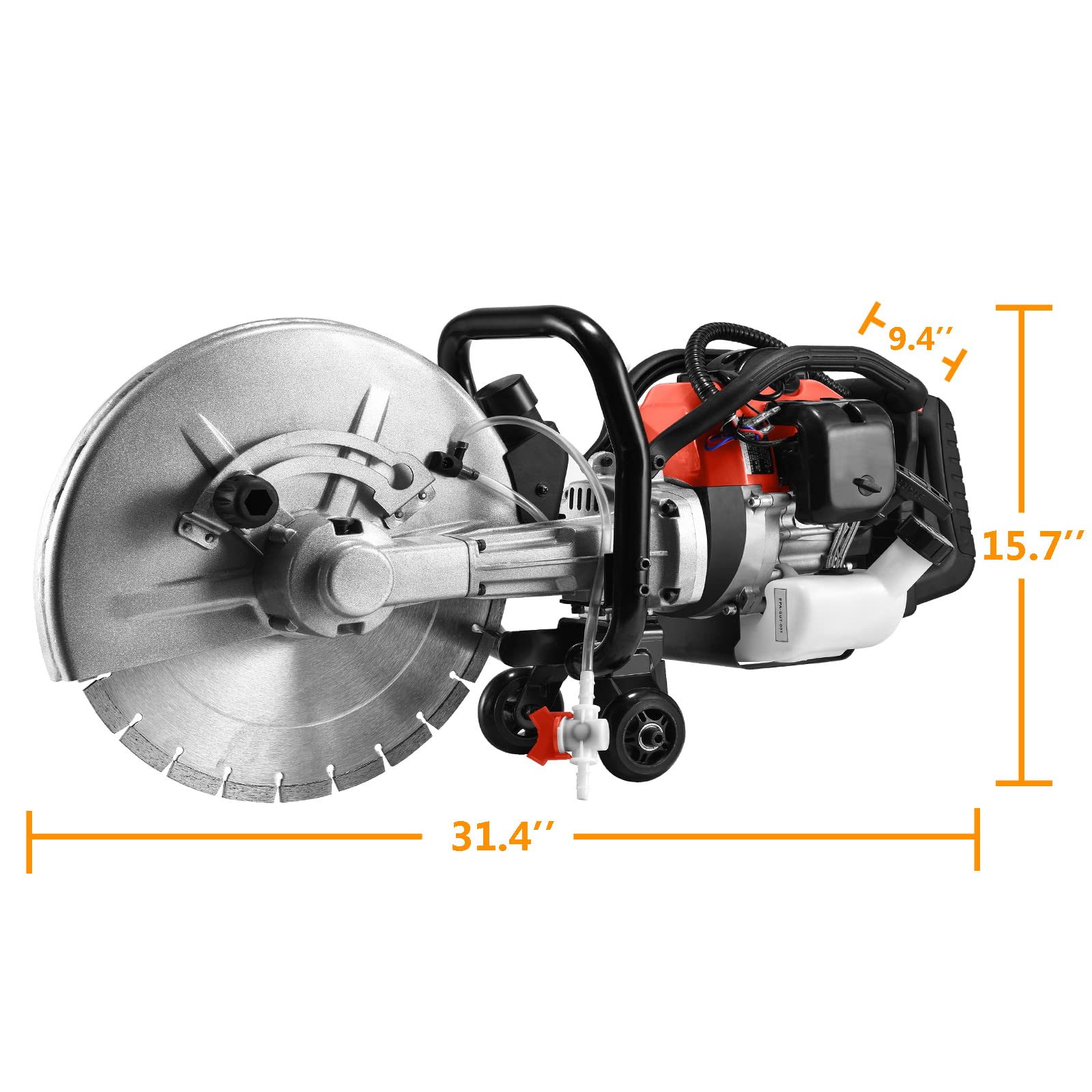 JACKCHEN Concrete Saw, 2 Stroke cutting saw, 14 in Gas Powered Cut Off Saw, Gasoline Circular Saw with EPA certificate