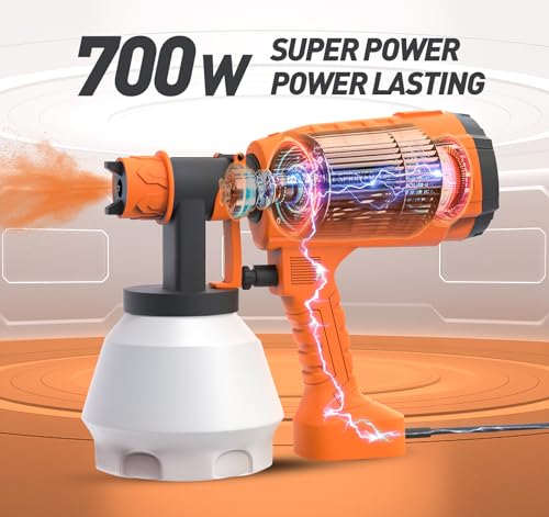 Paint Sprayer, Paint Spray Gun with 6 Nozzles, Spray Paint, 700W Electric Paint Spray Gun, for Home Interior and Exterior/Painting Project/Wall/Fence/Home/Cabinet