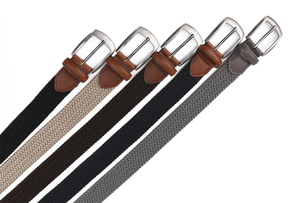 Elastic Fabric Woven Stretch Braided Belts (M, Beige)