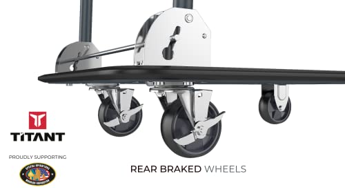 TITANT Push Cart Dolly - Foldable Cart with Wheels (330 lbs Weight Capacity) Dolly Cart with 360° Swivel Braked Wheels - Foldable Platform Hand Truck for Easy Storage