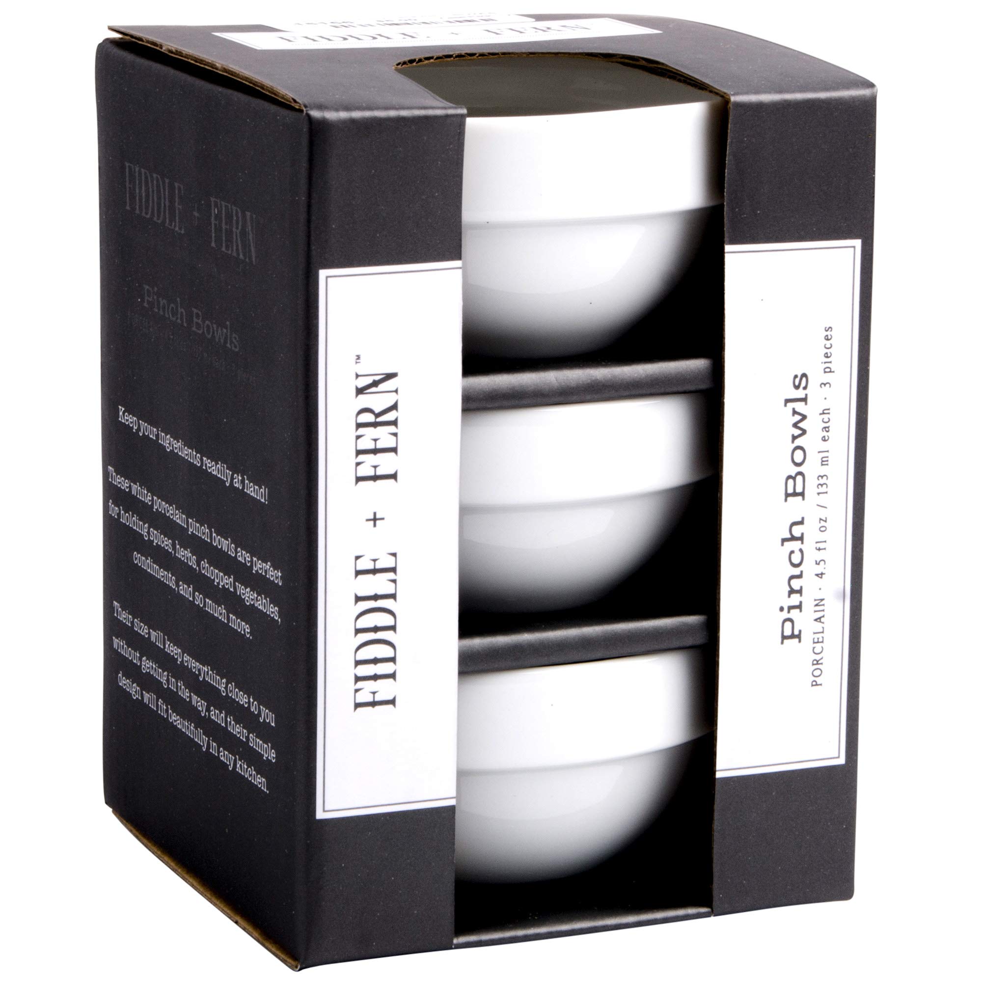 Home Essentials Set of 3 3.5"L White Porcelain Pinch Bowls