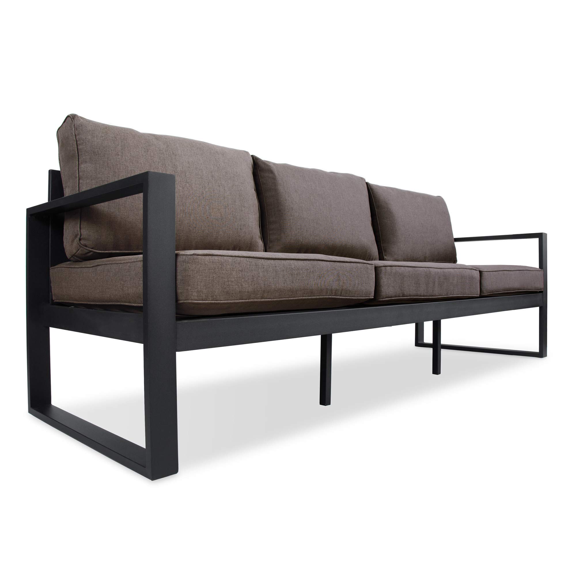 Real Flame Baltic Outdoor Sofa with Cushions - Powdered Aluminum Frame, Detachable Cushions, Grey