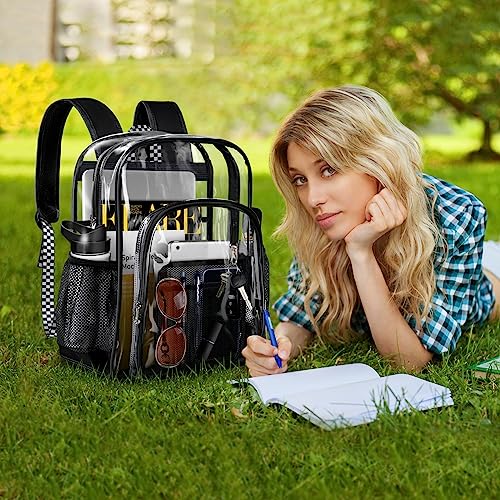 PAMANO Clear Backpack Transparent Heavy Duty Bookbag See Through Bag for College Work Travel Security, Black